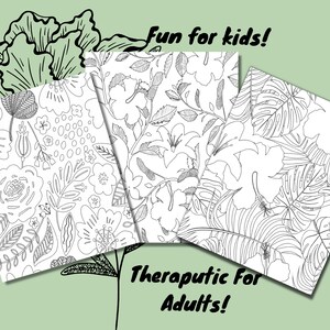Digital Coloring Book Floral Themed 20 Unique Printable Pages, Digital ...