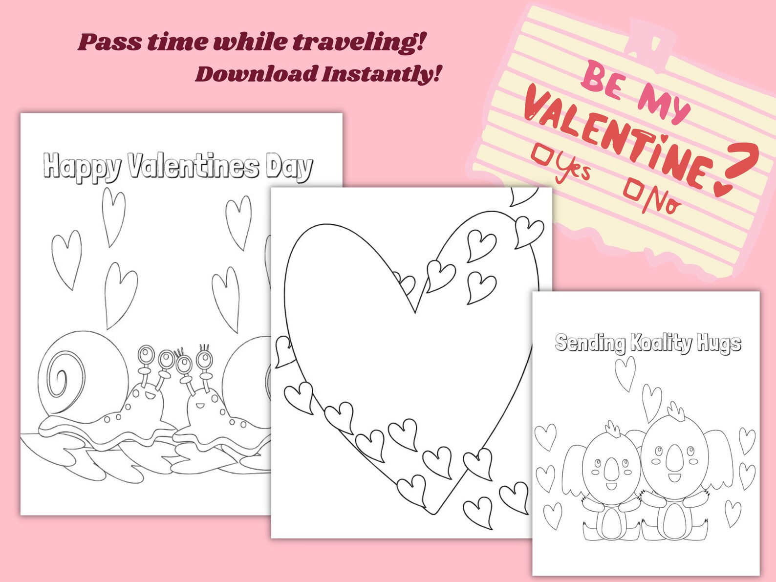 Digital Coloring Book Valentine Themed 20 Unique Printable Pages ...
