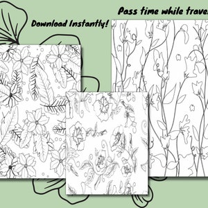 Digital Coloring Book Floral Themed 20 Unique Printable Pages, Digital ...