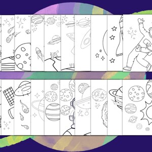 Digital Coloring Book Space and Alien Themed 20 Unique Printable Pages ...