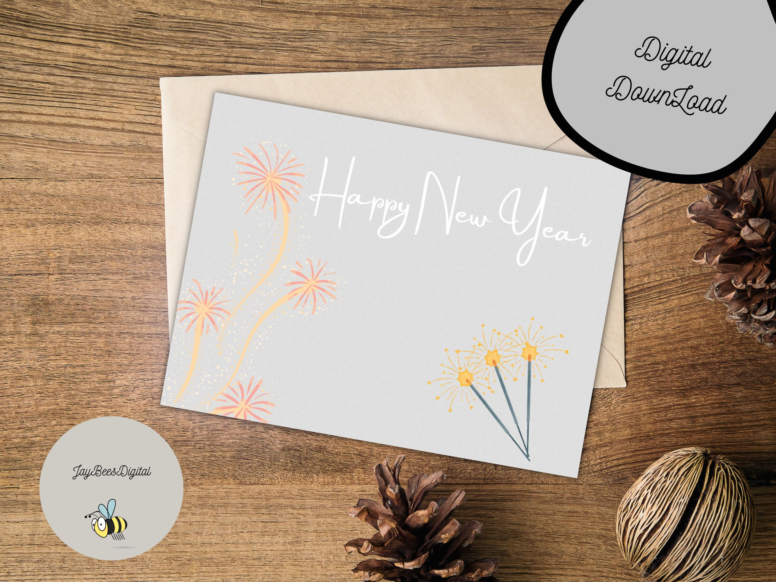5 Printable New Year Cards Bundle With Envelope Template, 5"x7 ...