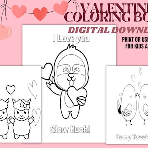 Digital Coloring Book Valentine Themed 20 Unique Printable Pages ...