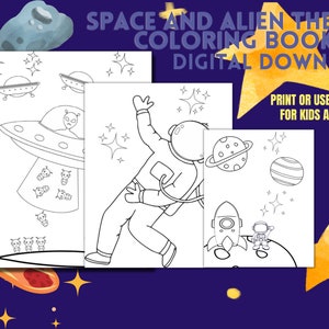 Digital Coloring Book Space and Alien Themed 20 Unique Printable Pages ...