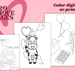 Digital Coloring Book Valentine Themed 20 Unique Printable Pages ...