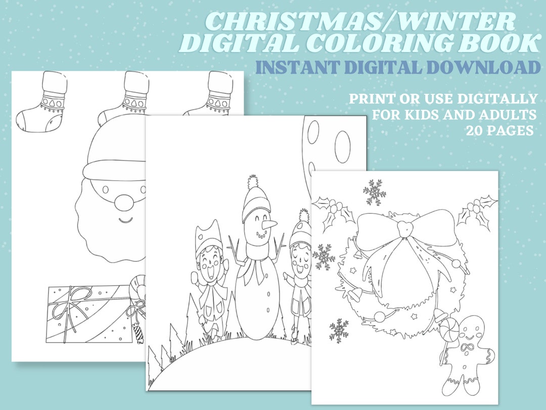 Digital Coloring Book Winter/christmas Themed 20 Unique Printable Pages ...
