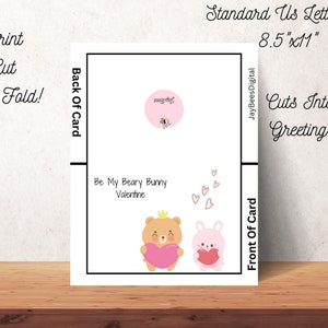 Printable Valentine Card With Envelope Template, 5"x7" Greeting Cards ...