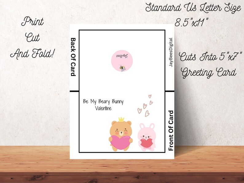 Printable Valentine Card With Envelope Template, 5"x7" Greeting Cards ...