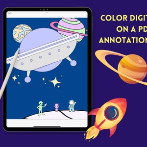 Digital Coloring Book Space and Alien Themed 20 Unique Printable Pages ...