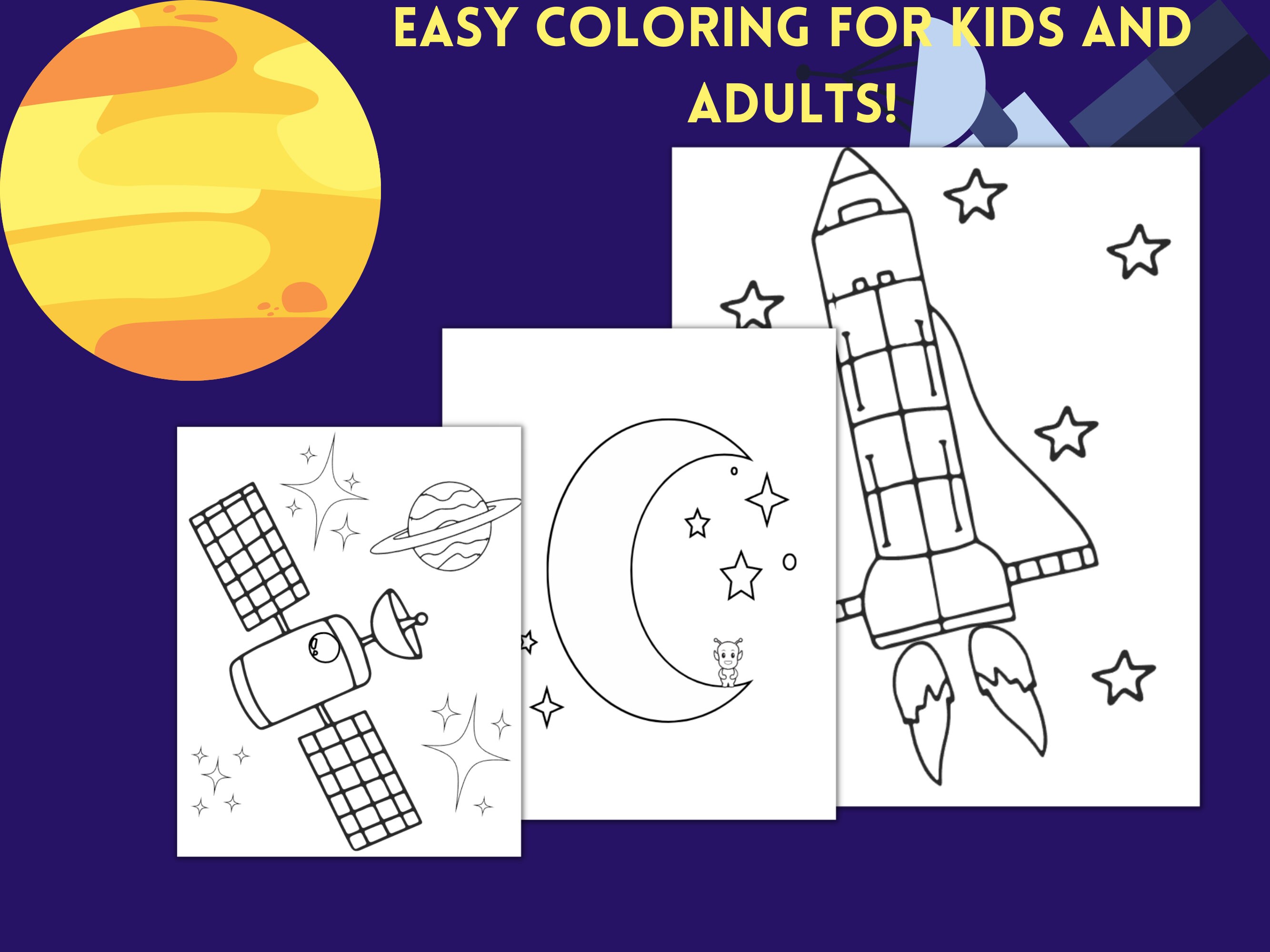 Digital Coloring Book Space and Alien Themed 20 Unique Printable Pages ...