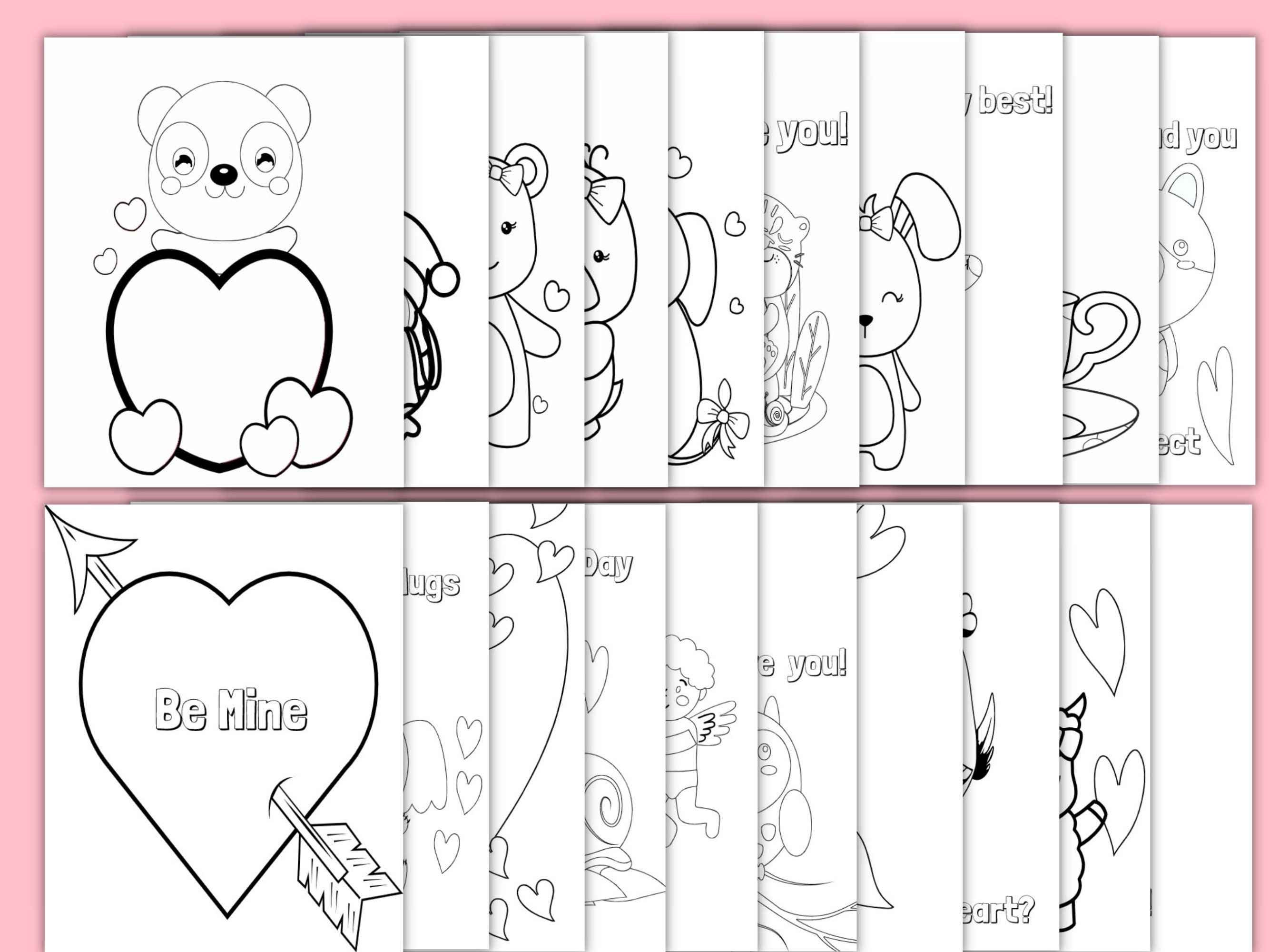 Digital Coloring Book Valentine Themed 20 Unique Printable Pages ...