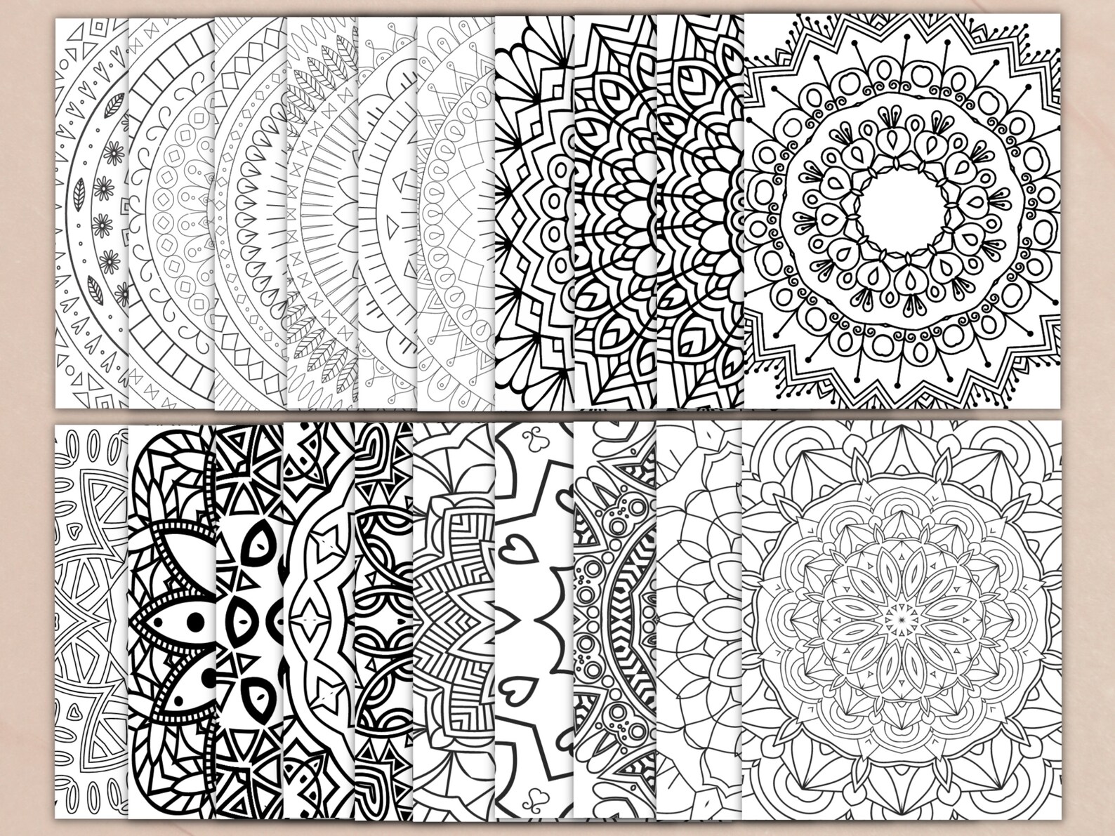 Digital Coloring Book Mandala Themed 20 Unique Printable Pages, Digital ...