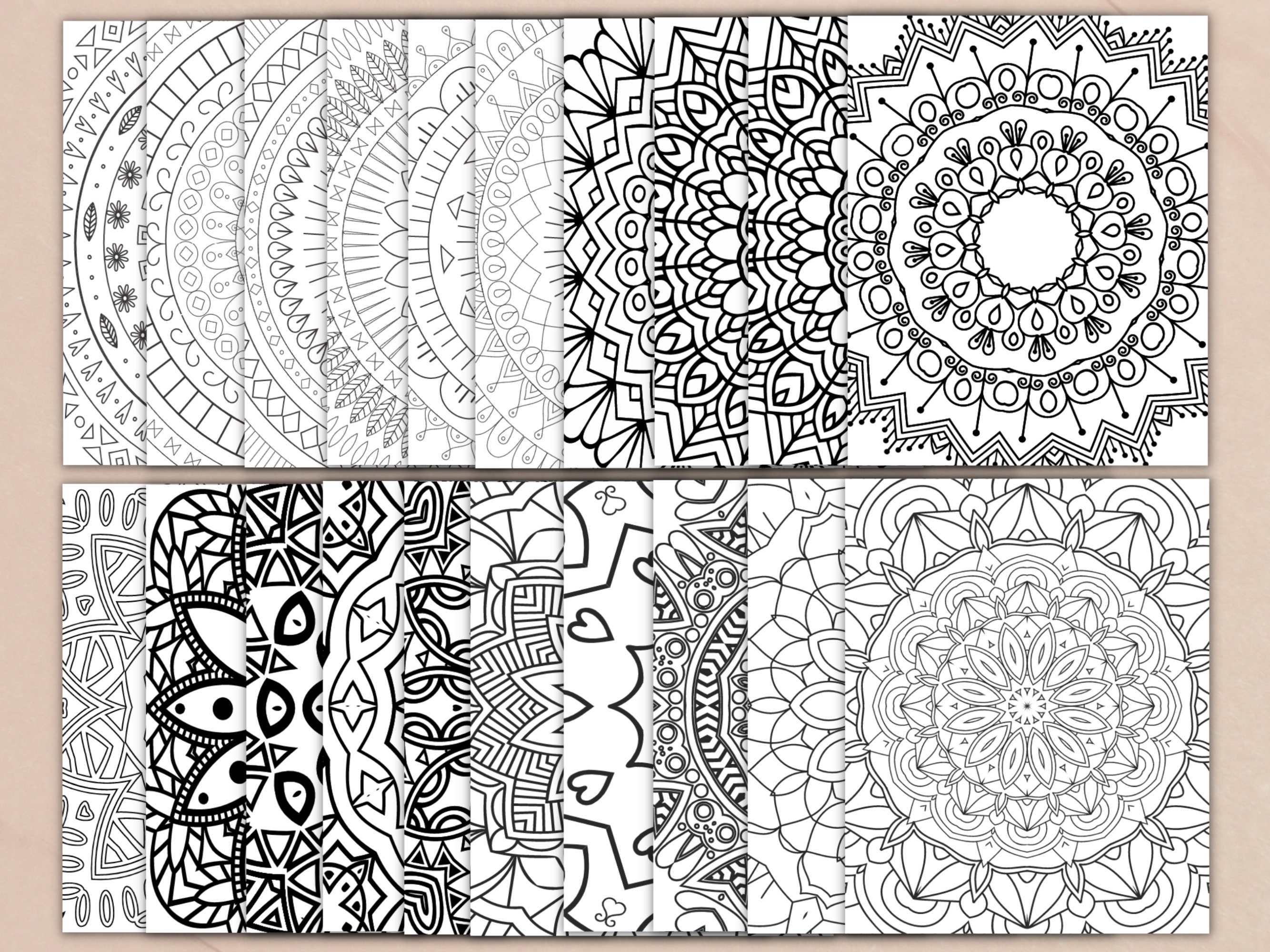 Digital Coloring Book Mandala Themed 20 Unique Printable - Etsy