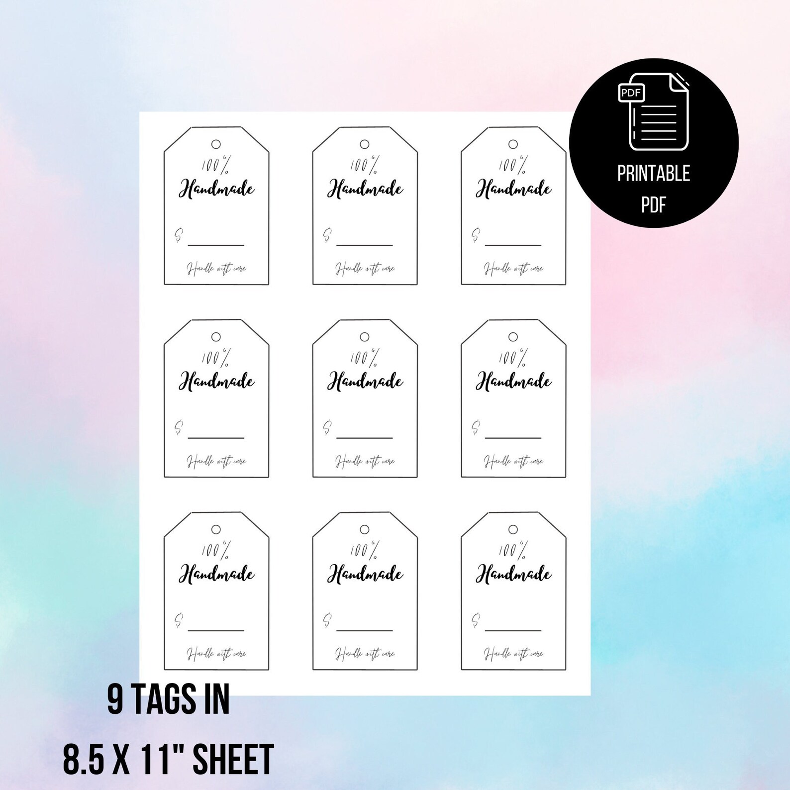 100% Handmade, Crochet Price Tags, Market Tags, Printable PDF - Etsy