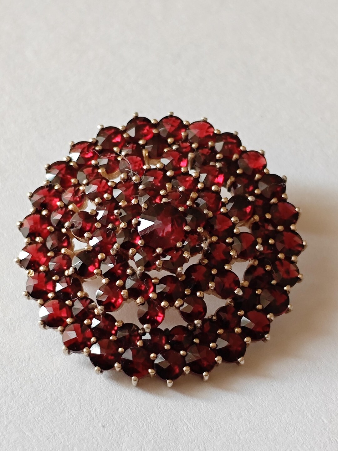 Hugo Grun Vintage Sterling Silver Gold Plated Brooch With Garnet. - Etsy