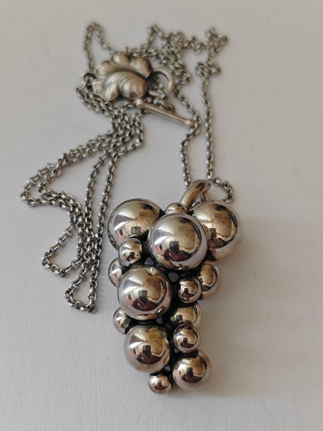 George Jensen Sterling Silver Moonlight Grapes Large Pendant With ...