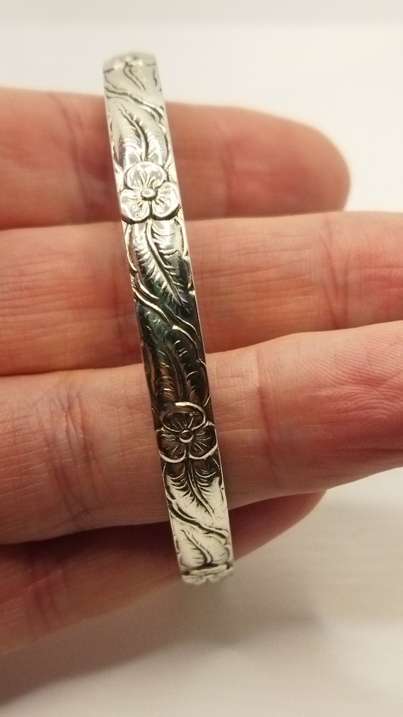 Vintage 830s silver bangle bracelet. - Gem