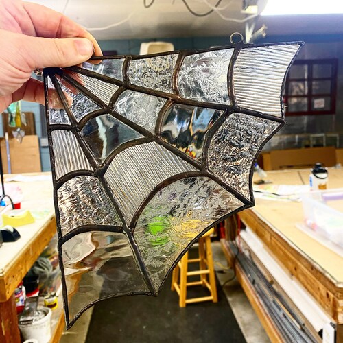 Halloween Stained Glass Spider Web Spider Web Corner - Etsy