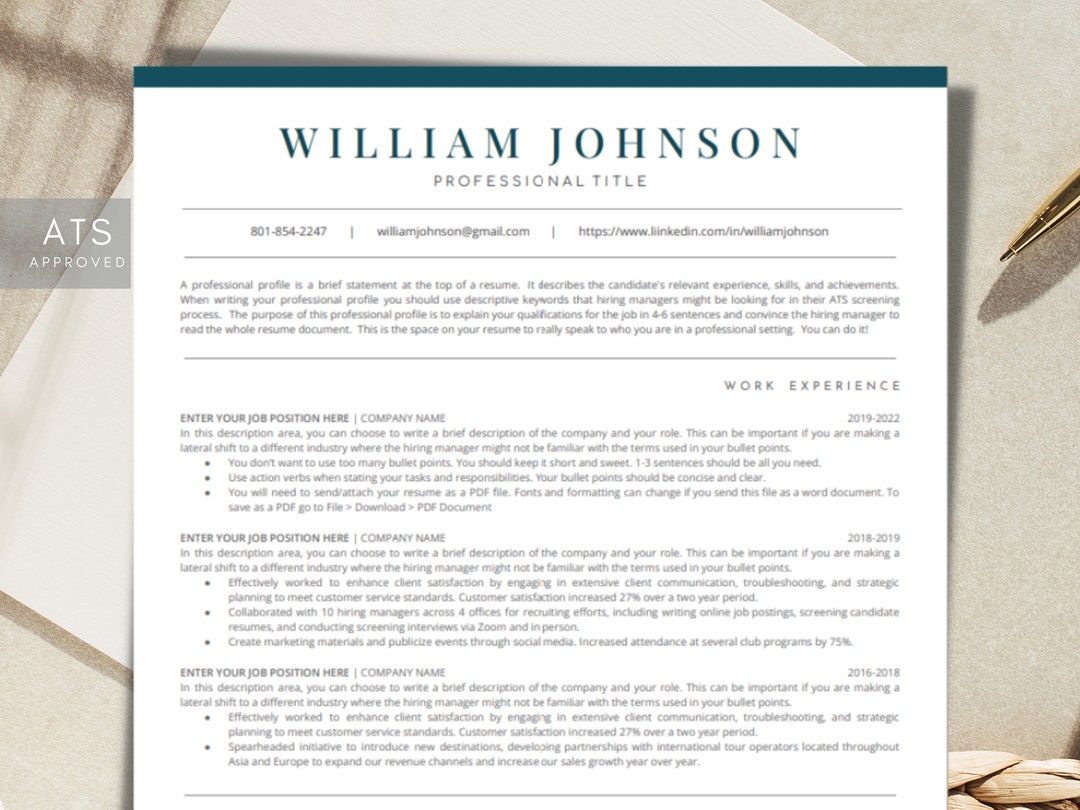 Executive Resume, ATS CV Resume With Color, Professional Resume Google ...
