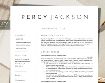 ATS Friendly Resume Template for Google Docs Word and Pages - Etsy