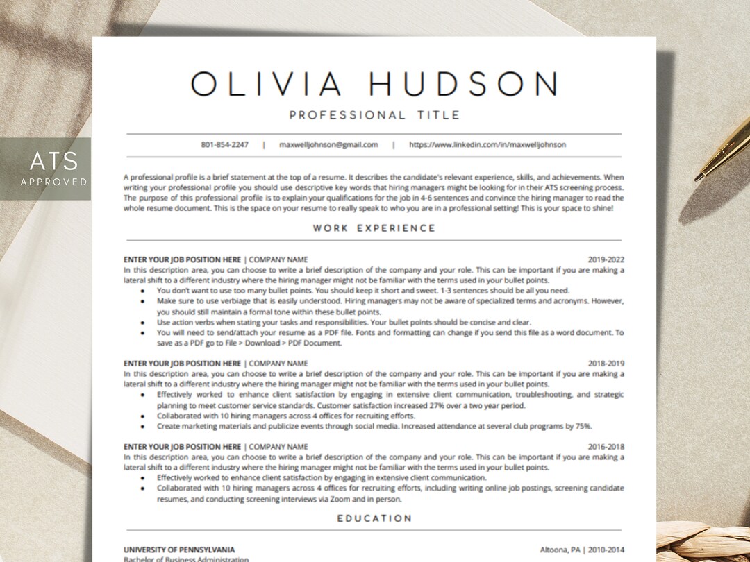 ATS Resume, Professional Resume Google Docs, Cv Template for Word, Tech ...