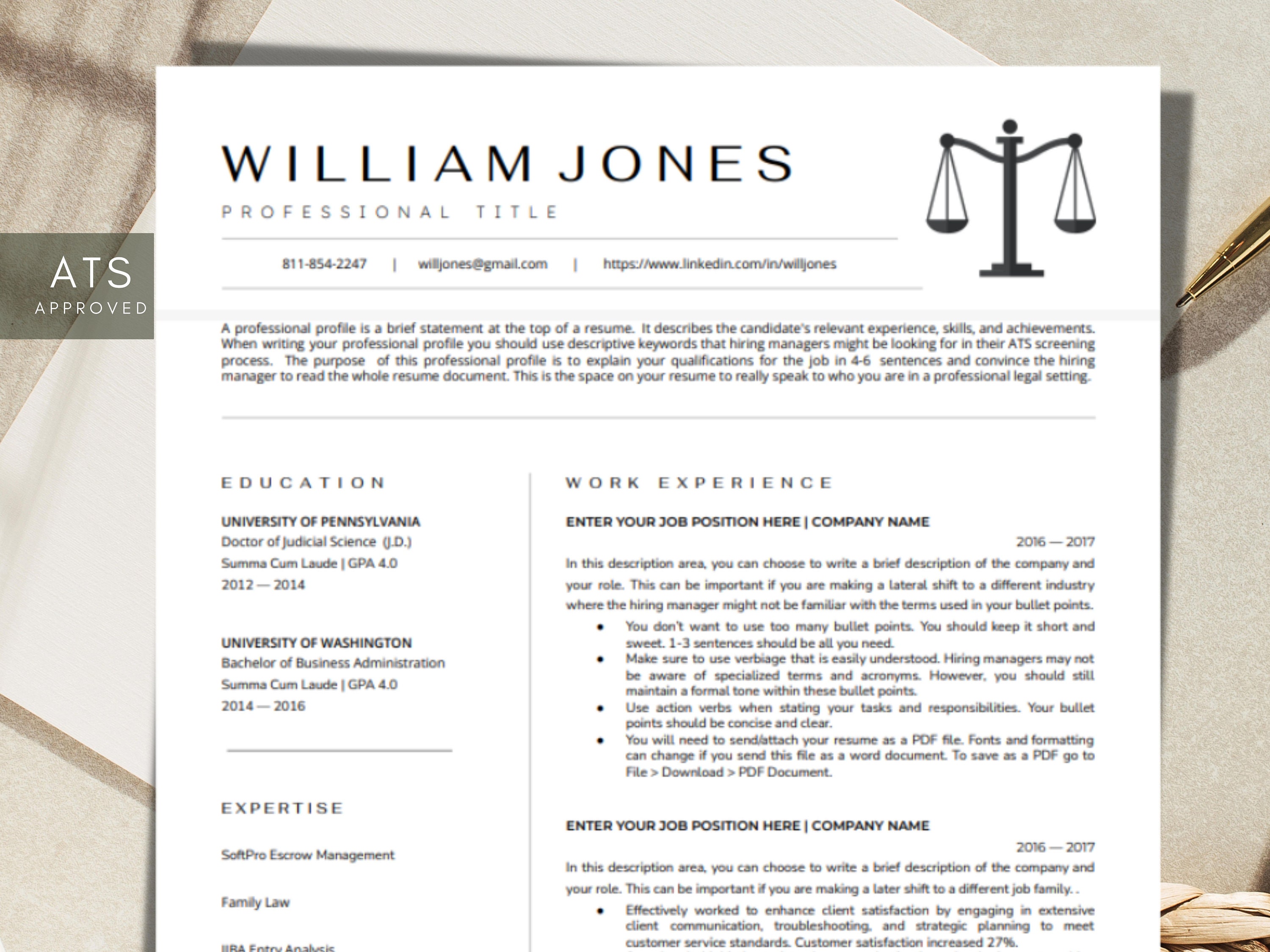 Professional Legal Resume, Attorney CV Resume Template, Google Docs ...