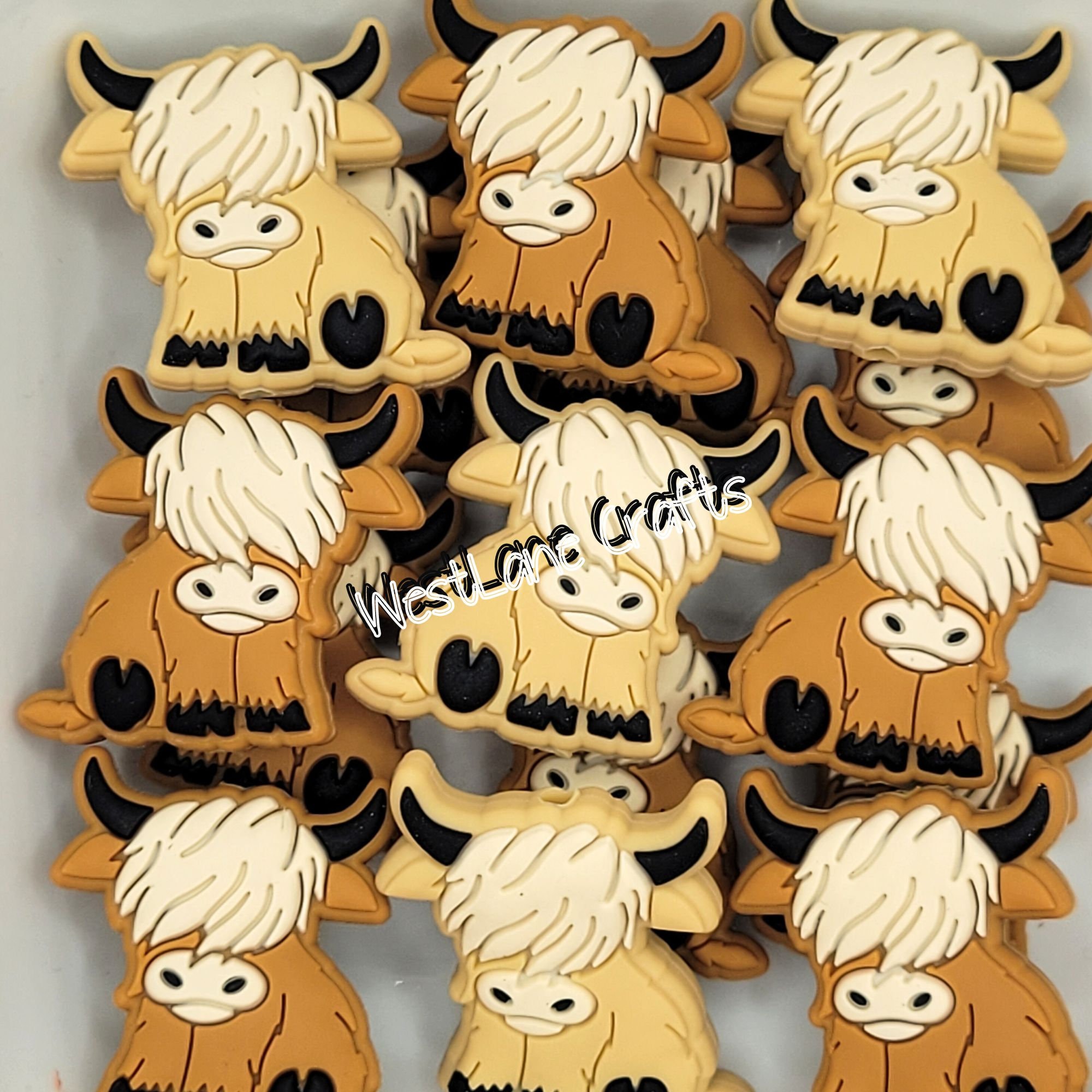Cow Bead, Highland Cow Focal Bead, Cow Bead Charm, Silicone Beads ...