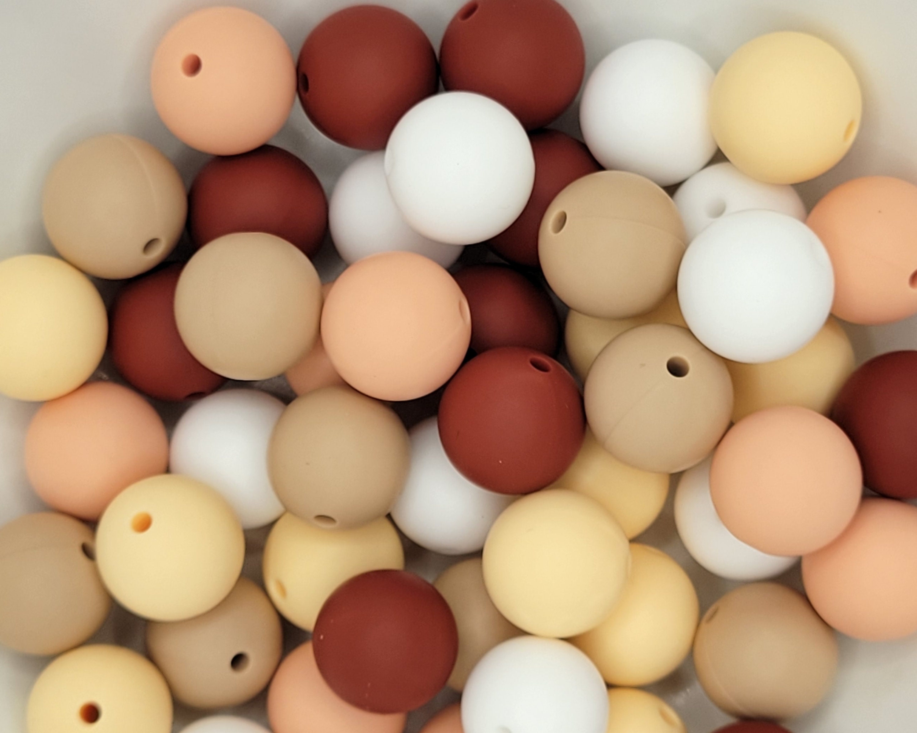Neutral Color Silicone Bead Mix, Earth Tone Beads, Beige Bead Mix, Bulk ...