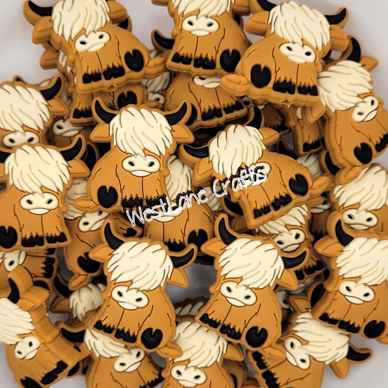 Cow Bead, Highland Cow Focal Bead, Cow Bead Charm, Silicone Beads ...