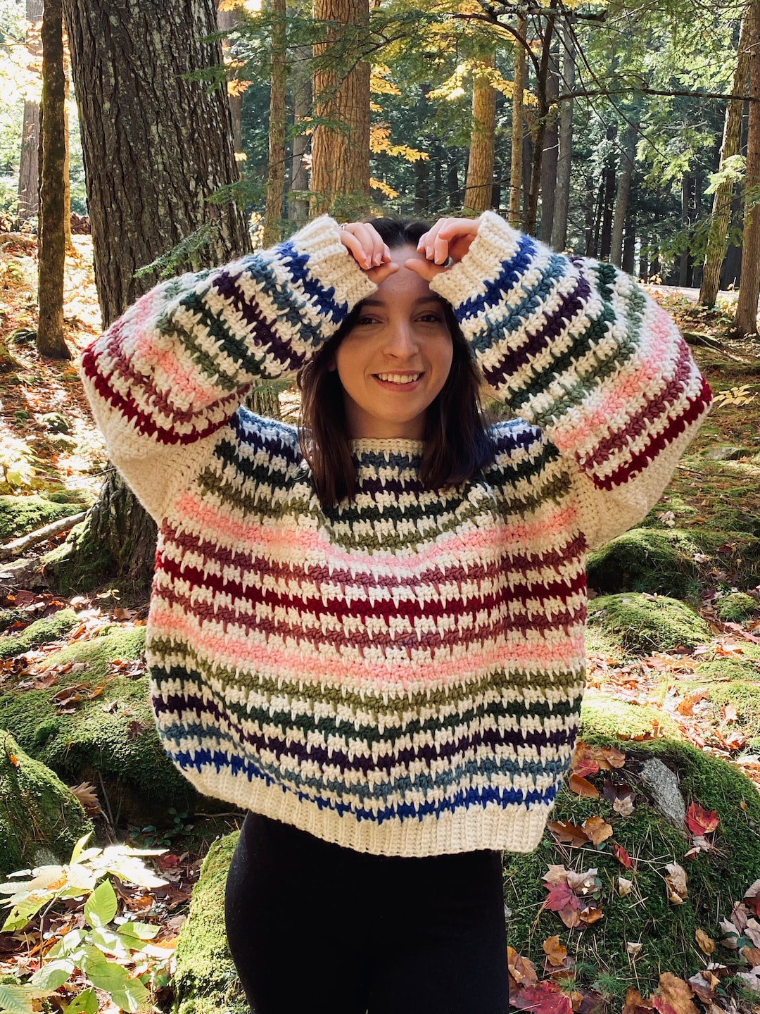 Striped Crochet Sweater - Etsy