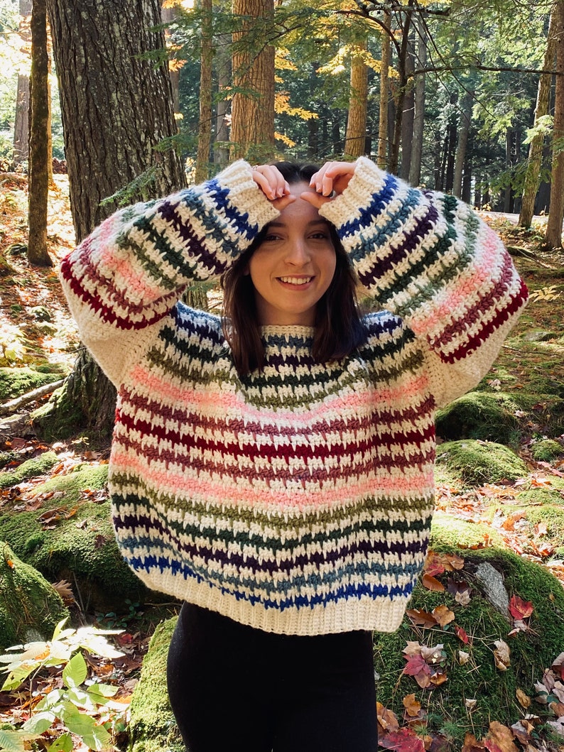 Striped Crochet Sweater - Etsy