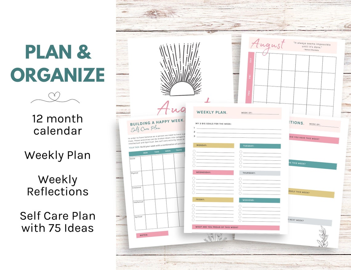 Printable Personal Growth Planner & Workbook Bundle, Self Care Planner ...