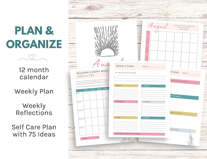 Printable Personal Growth Planner & Workbook Bundle, Self Care Planner ...