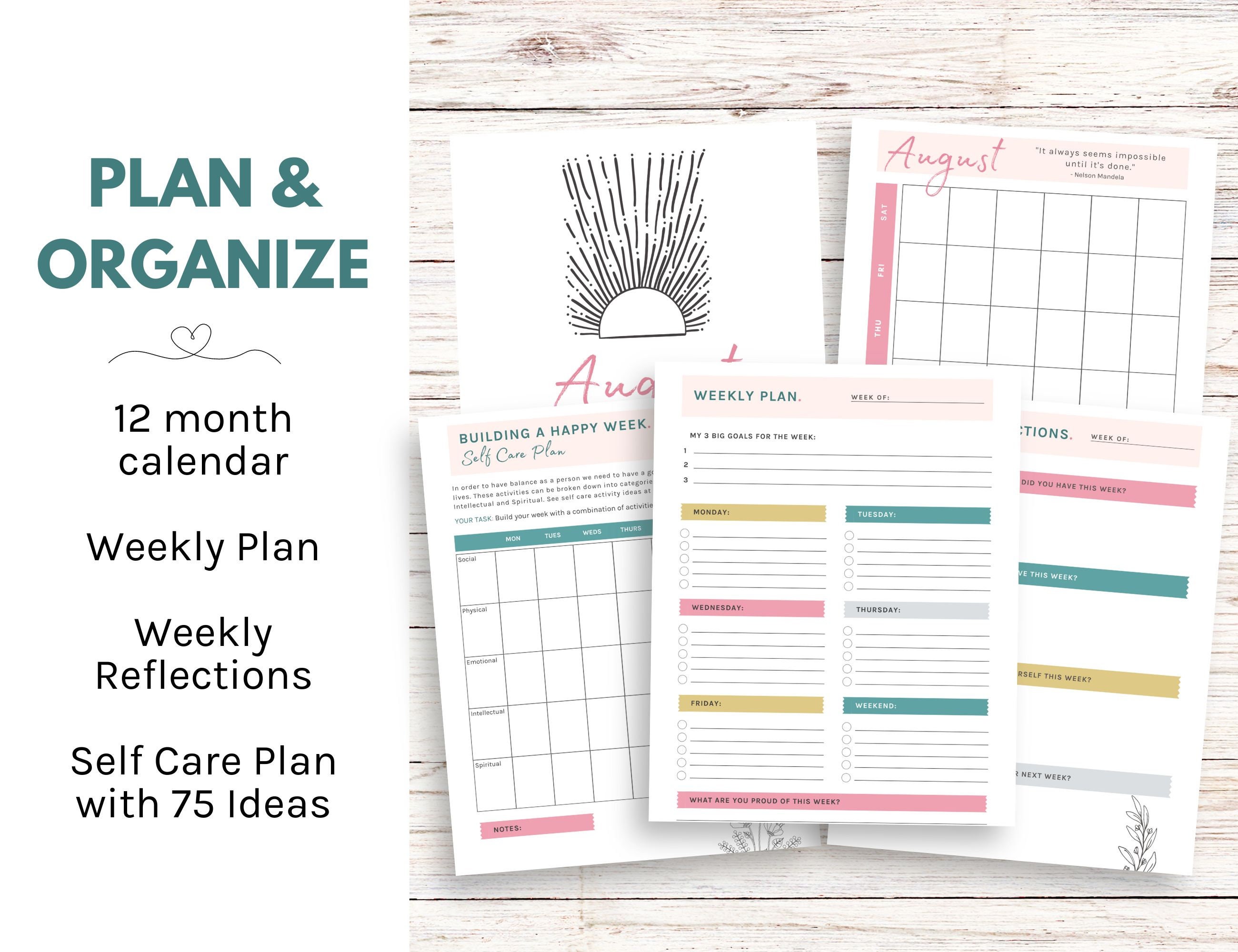 Printable Personal Growth Planner Bundle, Habit & Mood Tracker (digital ...