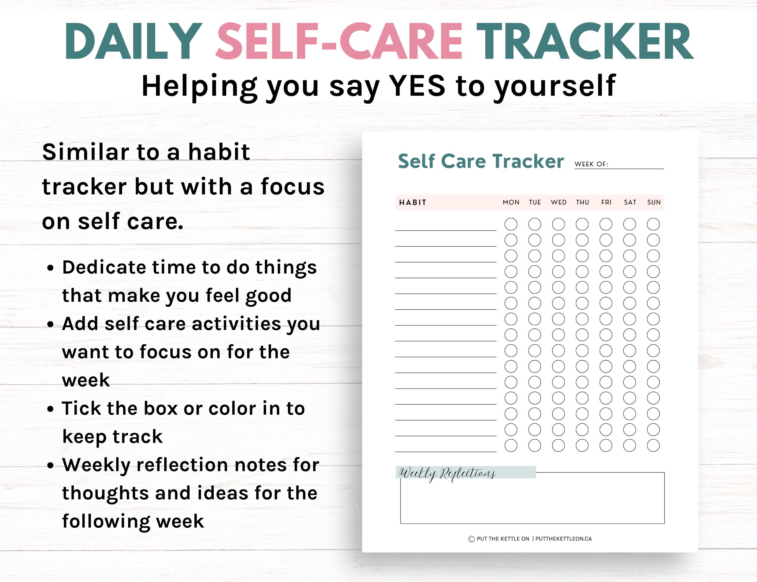 Printable Self Care Tracker, Weekly & Monthly Planner (PDF) - Etsy Canada