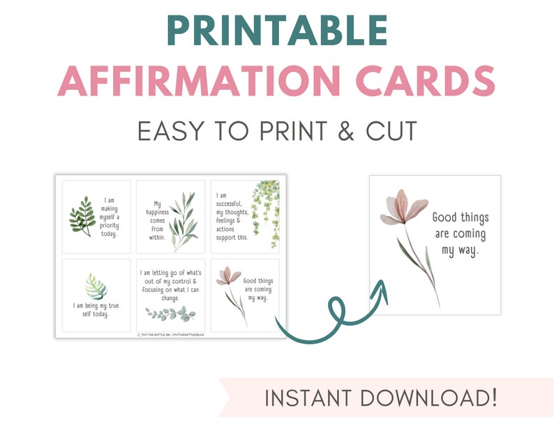 Affirmation Cards Printable, Positive Quote Flash Cards, Affirmation ...