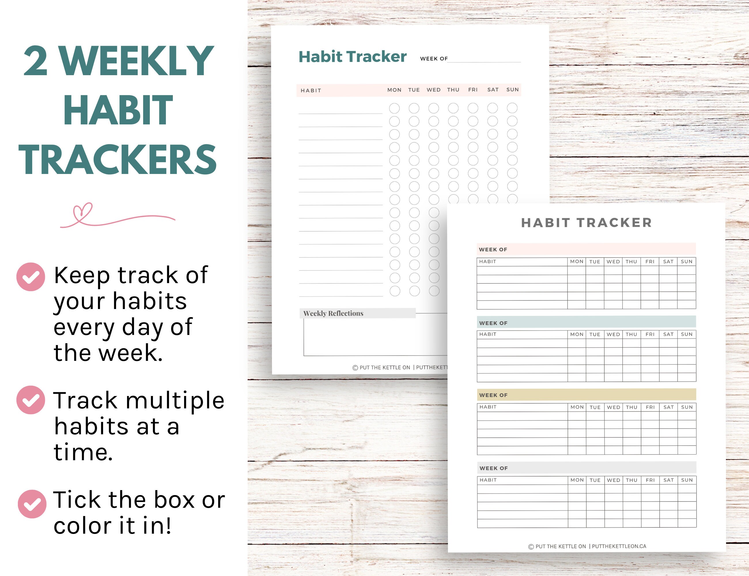 Daily and Weekly Habit Tracker Printable | Habit Tracker Template ...