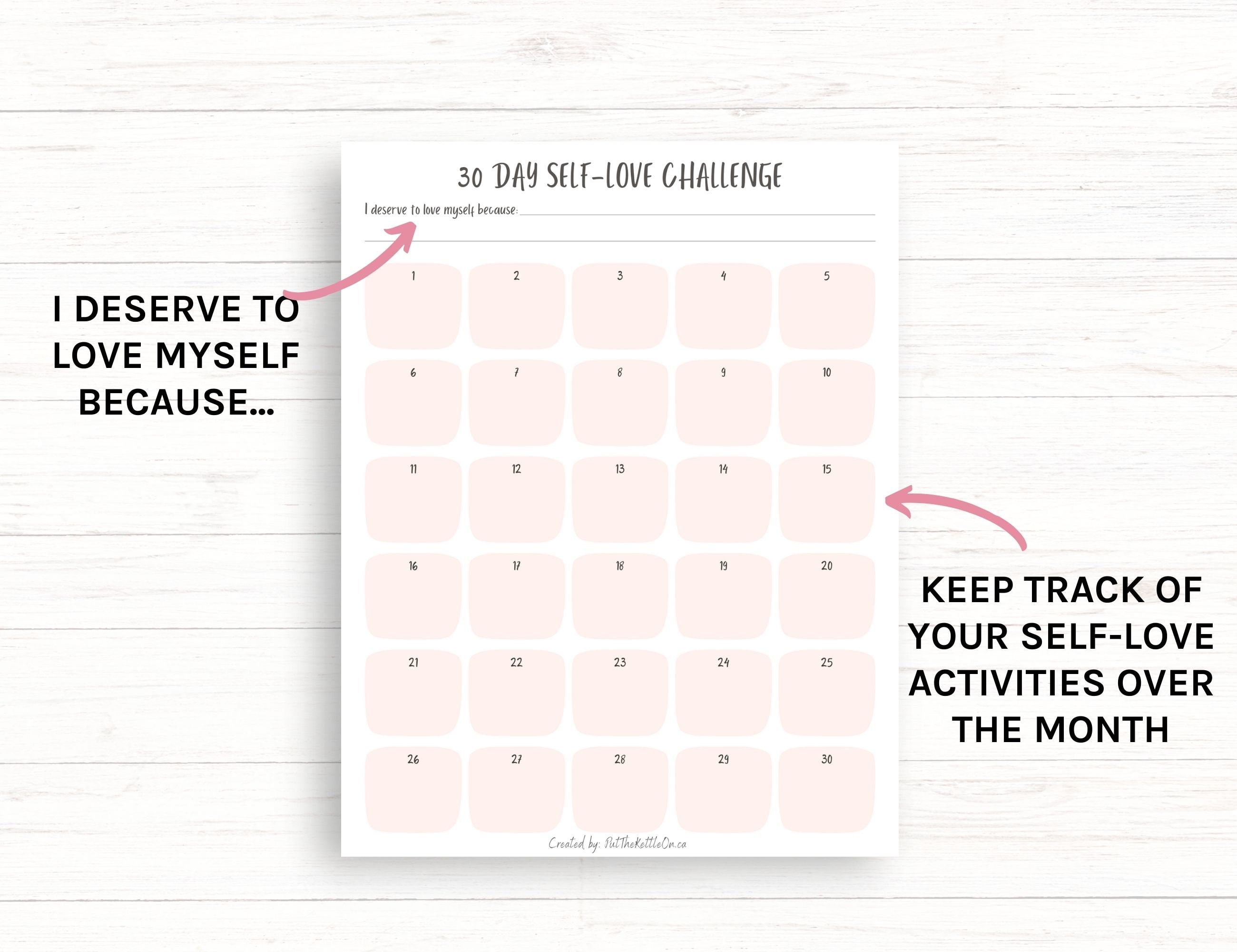 Daily Self Love Planner & 30 Day Challenge, Printable Planner, Instant ...