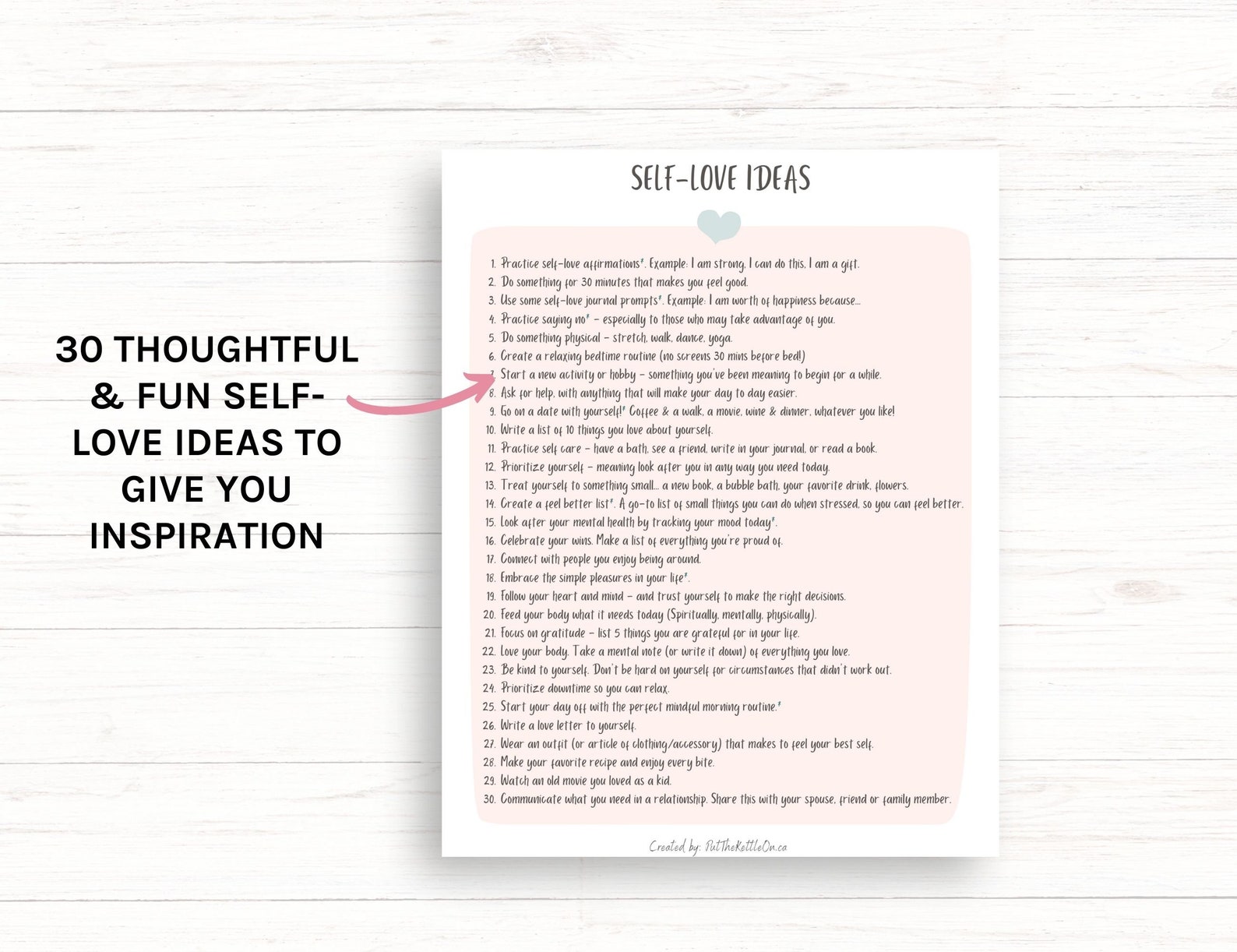 Daily Self Love Planner & 30 Day Challenge, Printable Planner, Instant ...