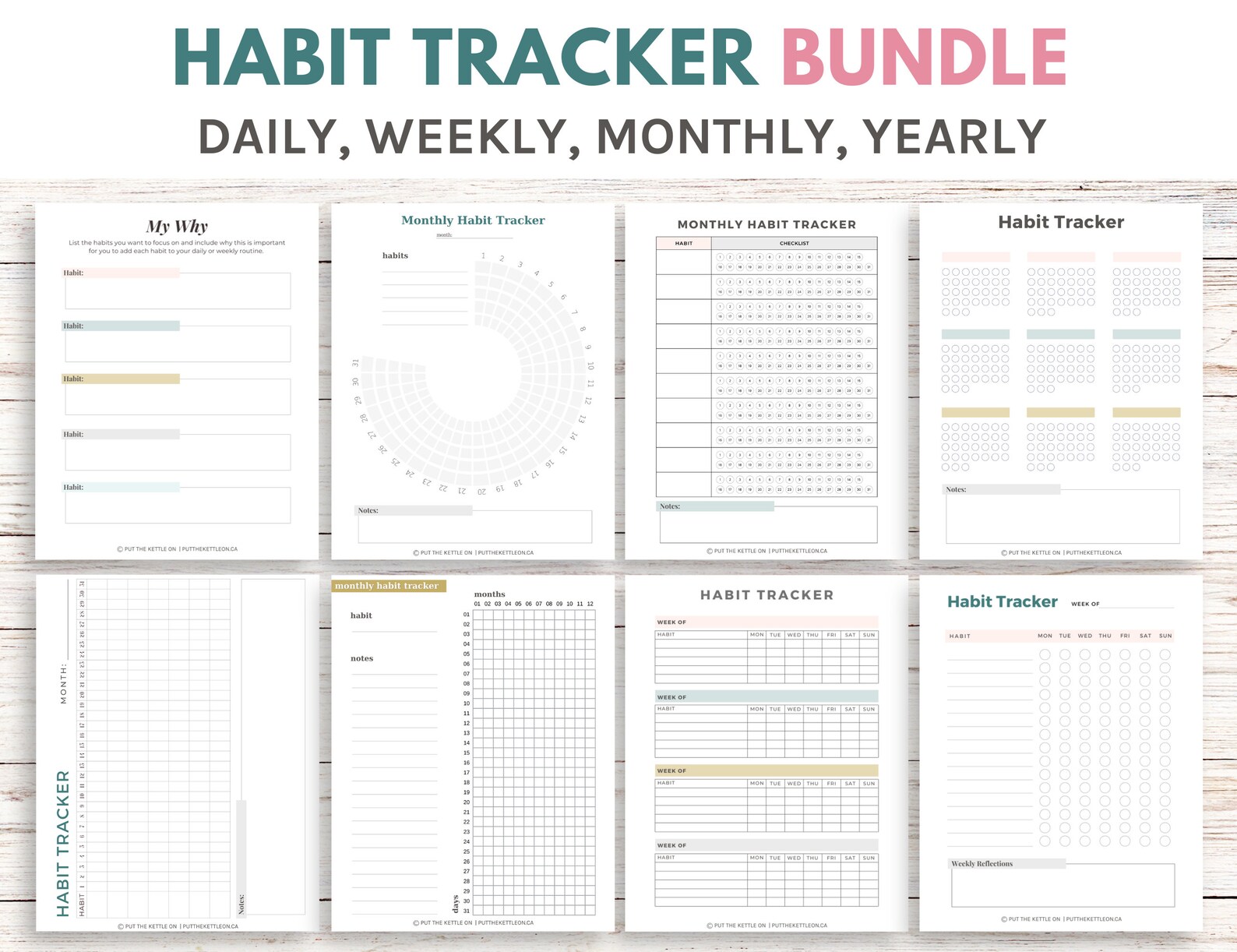 Printable Habit Tracker Bundle | Daily Habit Tracker | Weekly, Monthly ...
