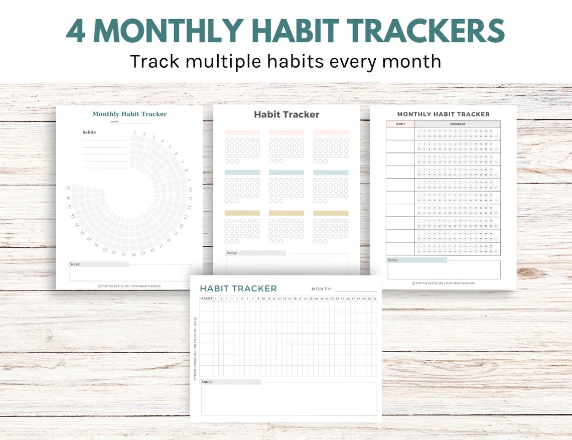Printable Habit Tracker Bundle | Daily Habit Tracker | Weekly, Monthly ...