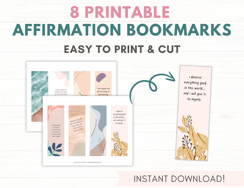 Printable Bookmarks, Affirmation Bookmarks, Boho Bookmark, Motivational ...