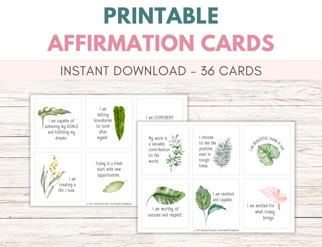 Affirmation Cards Printable, Positive Quote Flash Cards, Affirmation ...