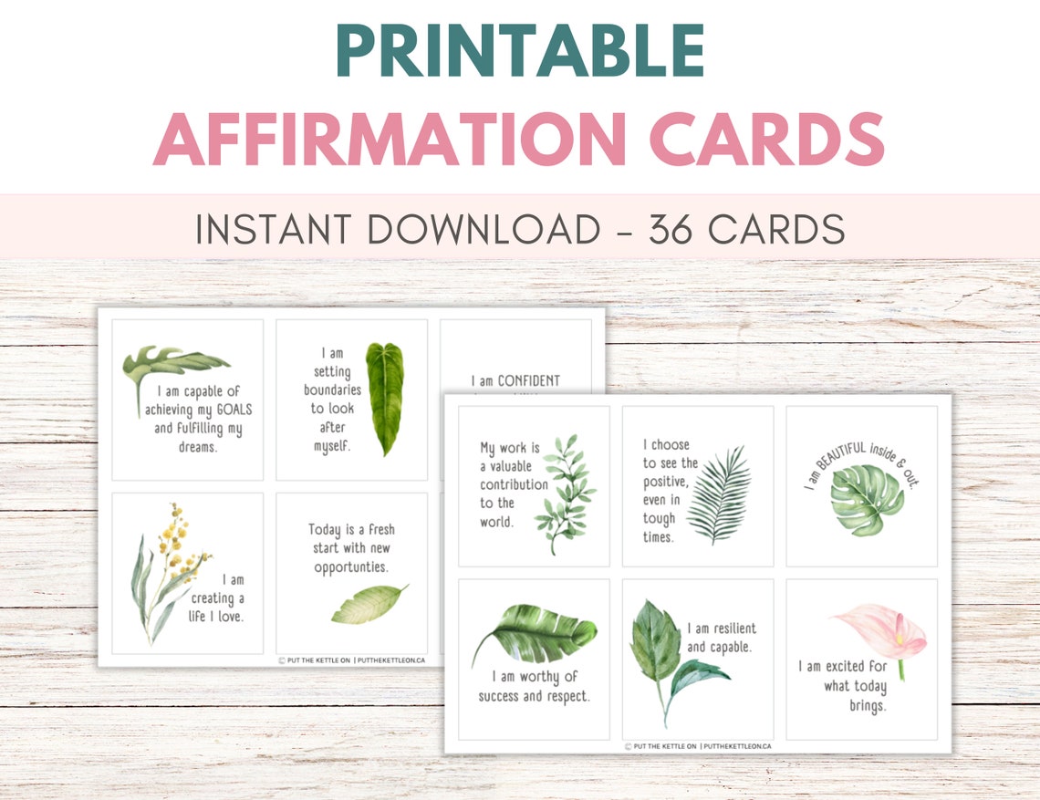 Printable Affirmation Cards, Positive Quote Flashcards (digital ...