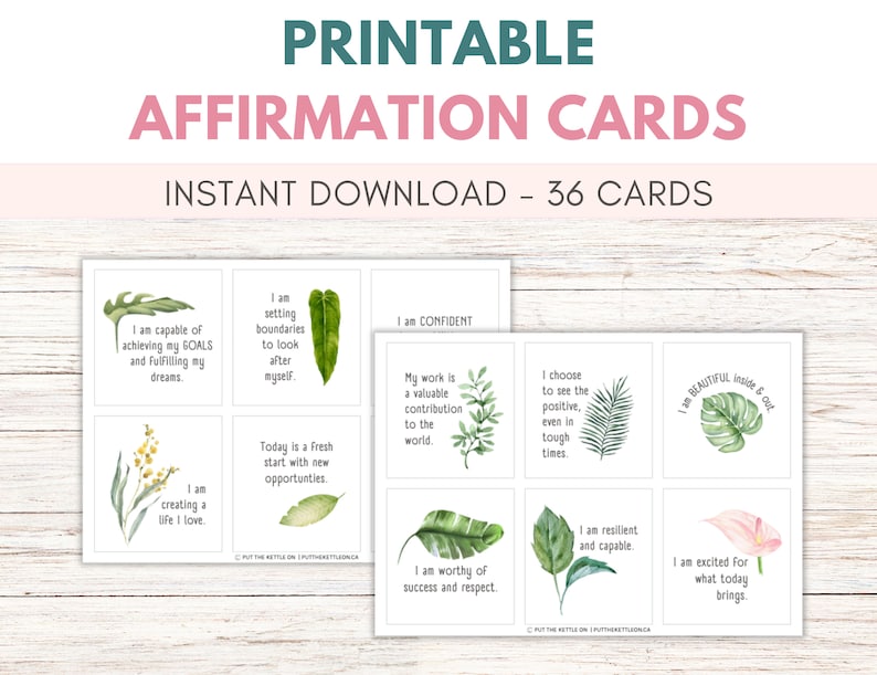 Affirmation Cards Printable, Positive Quote Flash Cards, Affirmation ...