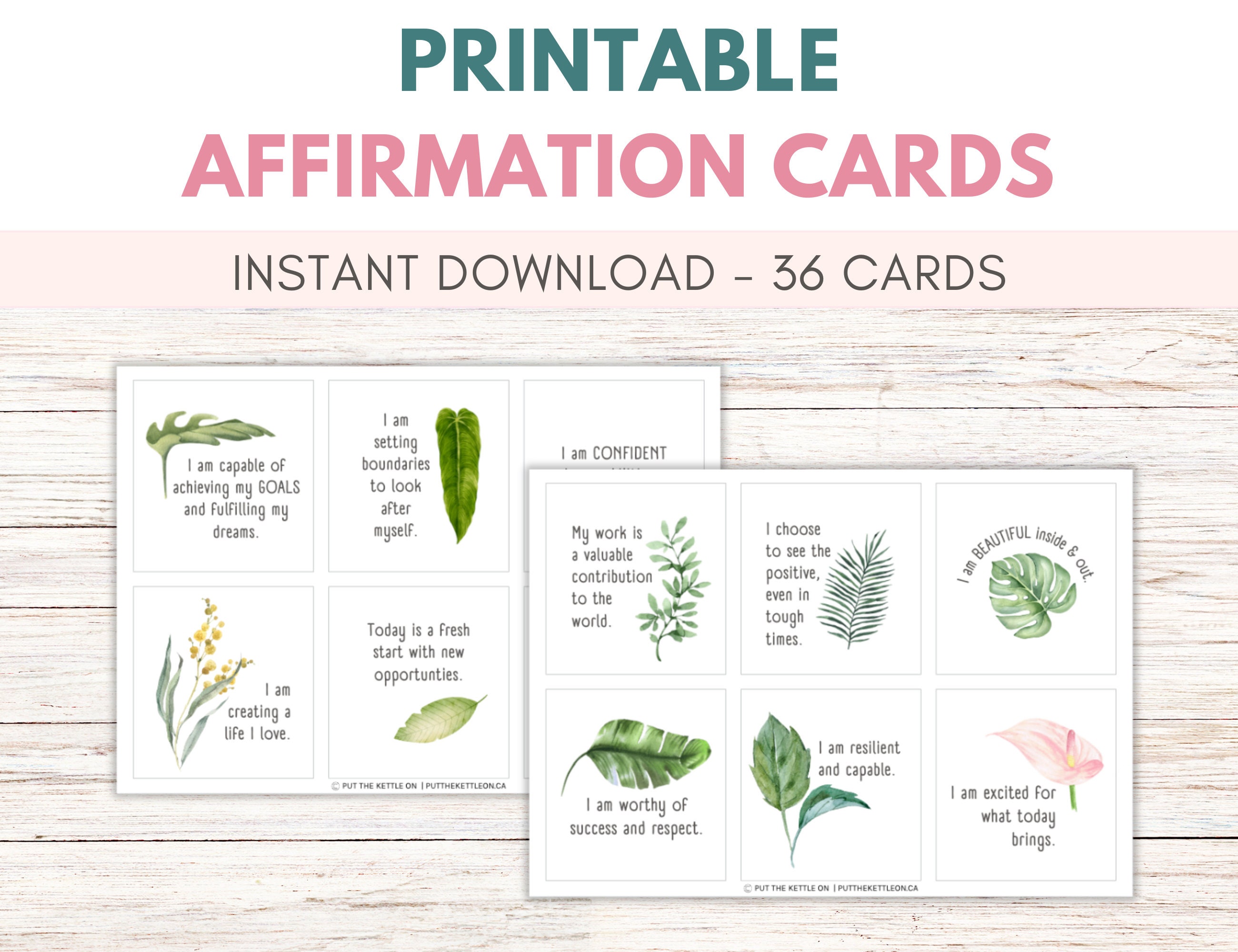 Affirmation Cards Printable, Positive Quote Flash Cards, Affirmation ...