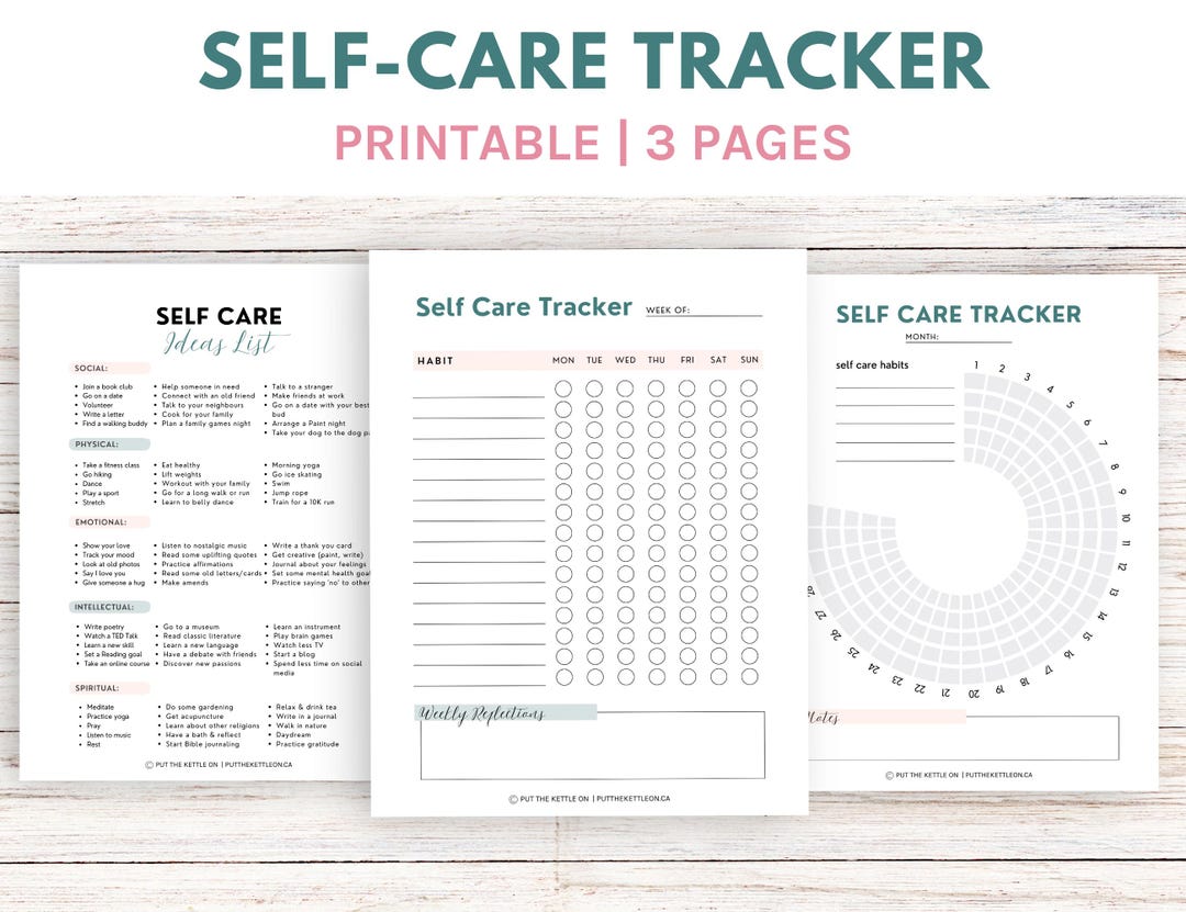 Printable Self Care Tracker Wheel and Checklist, Self Care Planner ...