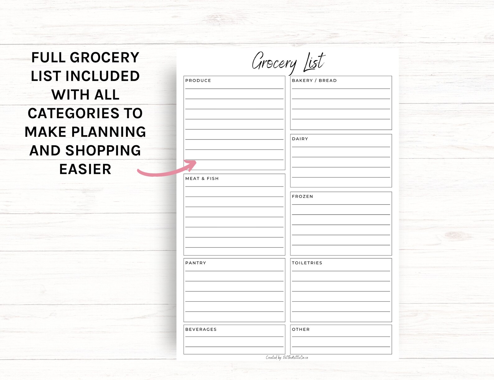 Weekly Meal Planner Printable, Grocery List, Meals to Try (digital ...