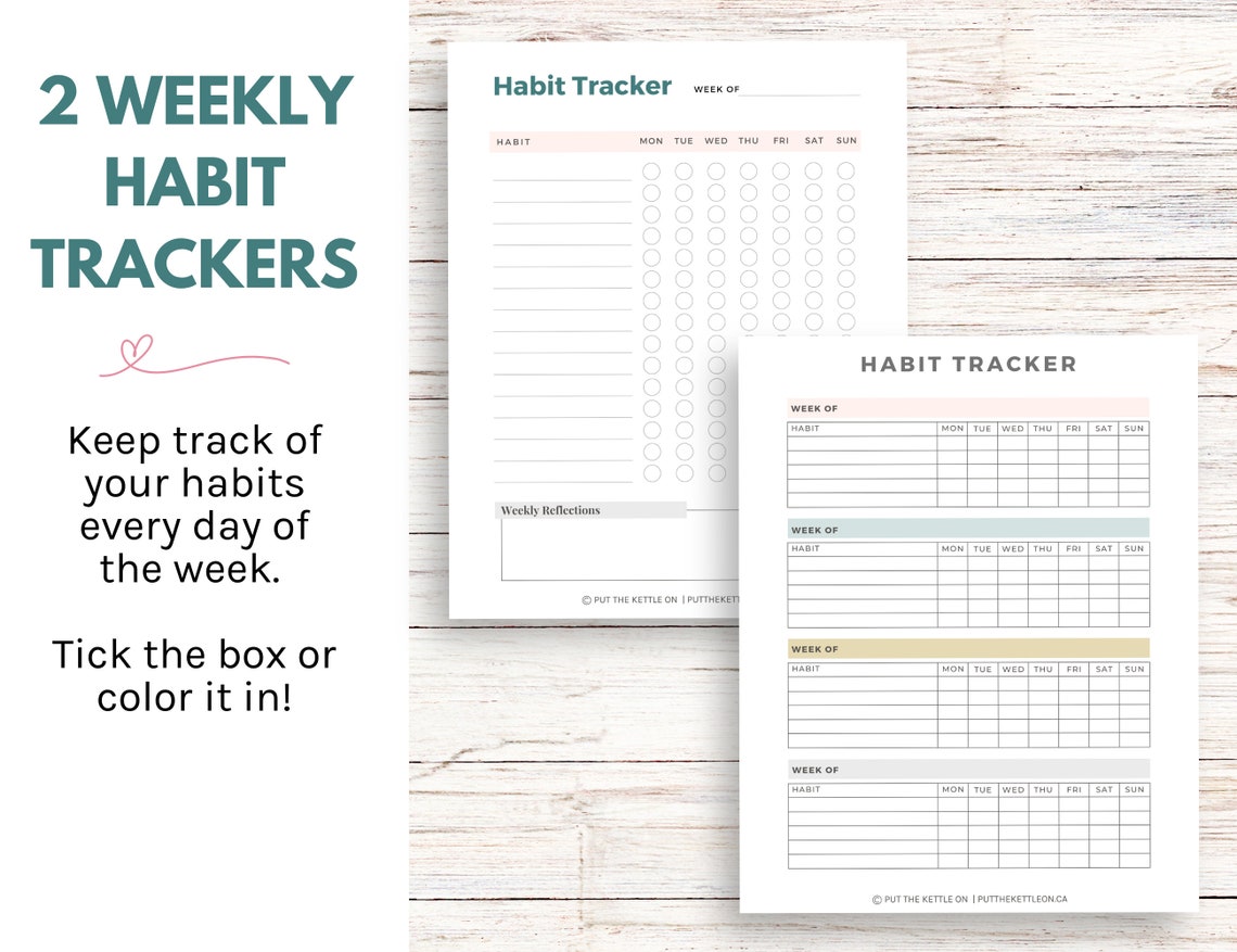 Printable Habit Tracker Bundle | Daily Habit Tracker | Weekly, Monthly ...