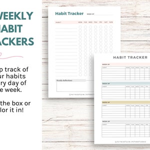 Printable Habit Tracker Bundle | Daily, Weekly, Monthly (digital ...