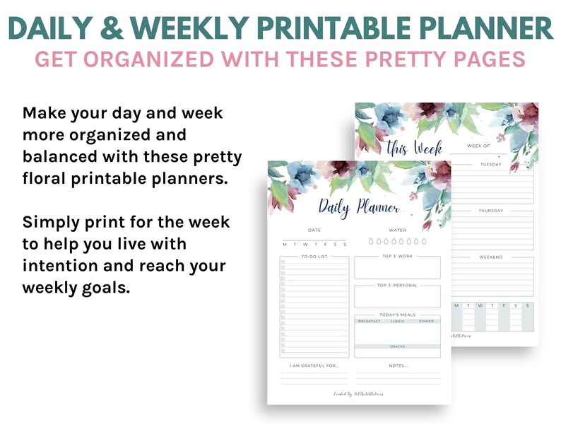 Floral Daily Weekly Planner Printable, US Letter (digital Download) - Etsy